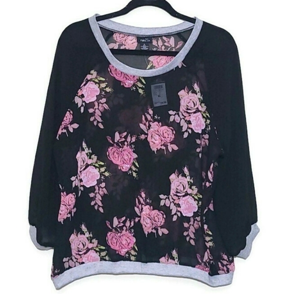 Rue21 | Tops | Rue2 Floral Raglan Semi Sheer Top | Poshmark